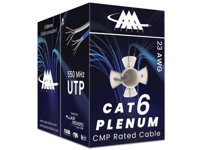 AAA Cables ^^ CAT6 Plenum Ethernet Cable 1000ft ^^ UTP, 23AWG ^^ Bulk ...