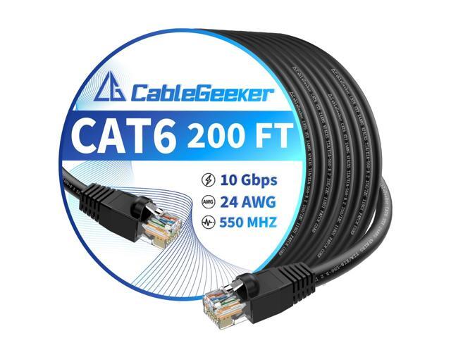 CableGeeker Cat 6 Ethernet Cable 200 ft, High Speed 10Gbps CCA Internet ...