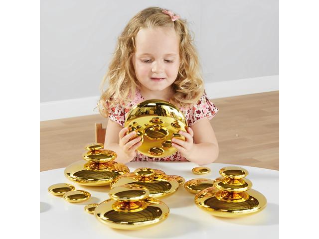 TTS Sensory Mirrored Stacking Pebbles 20pcs, Gold, Reflective Learning ...