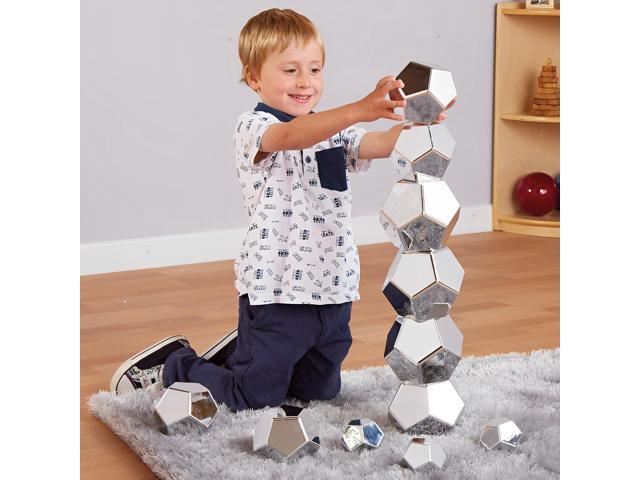 TTS Marvelous Metallic Silver Boulder Blocks 12pk Sensory Learning ...