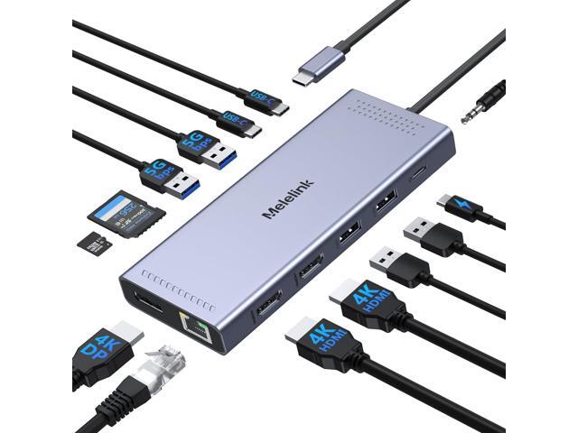 Melelink USB C Docking Station Dual Monitor, 14 in 1 Triple Display USB ...