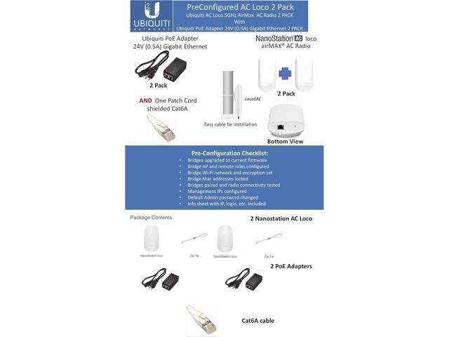 NanoStation AC Loco Loco5AC-US 2 Pack Pre-Configured Loco5ac 5GHz 802 ...