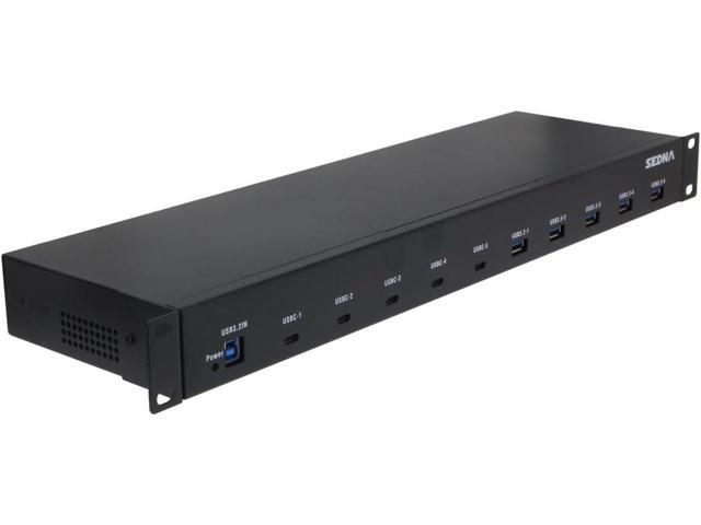SEDNA - 19 Inch 1U Rack Mount 10 Port USB 3.2 Gen II Hub (10Gbps) (5 x ...