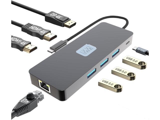 MMOBIEL USB-C Hub to Dual HDMI & DisplayPort 4K@60Hz, 100W Power ...