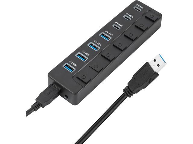 7 Port USB3.0 Adapter With 3 Type C And Individual Switches 5Gbps Fast ...