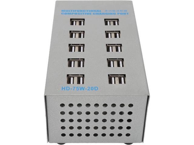 Powered USB Hub Stainless Steel Multifunctional 20 Port USB Smart Hub ...