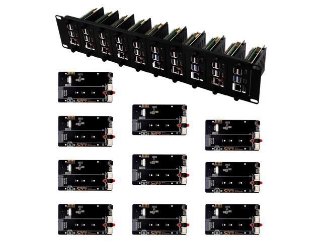 52Pi 19 Inch 2U Rack Mount for Raspberry Pi5, with 10 PCIe to M.2 NVMe ...