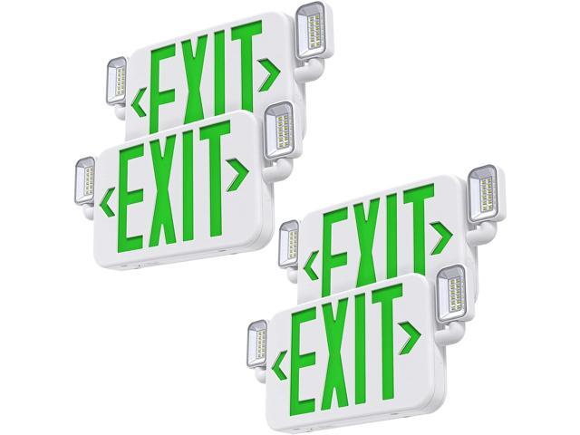 Led Combo Emergency Exit Sign Light with Two Adjustable Head Lights and ...