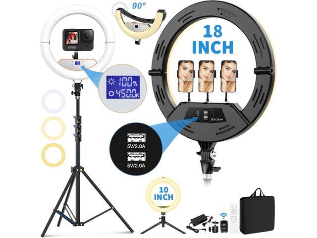 18 inch Ring Light with Stand+10 inch Light,Foldable Large Ring Light ...