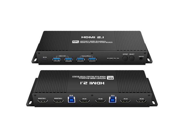 Kvm Switch 2 Monitors 2 Computers Hdmi Edid 4k 144hz Hotkey Switching ...