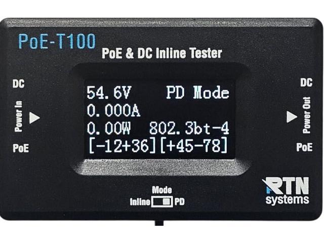 PoE-T100 Inline DC & PoE Tester Tool Test 802.3af/at/bt, PoE+, 4PPoE ...