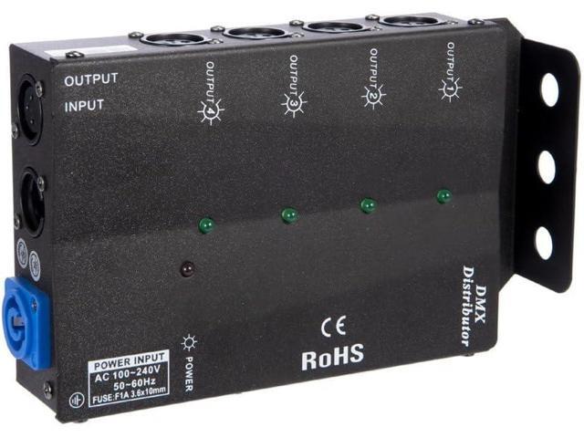 4-Way Isolated DMX Splitter Amplier Distributor with 3-Pin Outputs ...