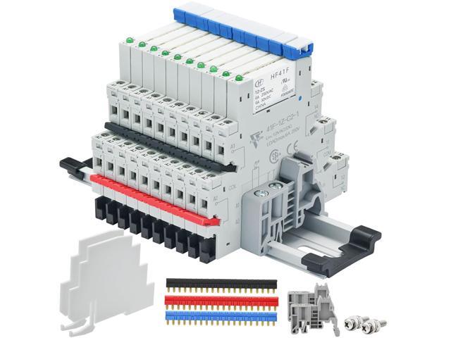 (10Pcs) 12V Relay Din Rail; Silm Relay 12V DC/AC 6Amp 5Pin 1NO 1NC SPDT ...