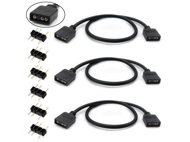 (3-Pack) ARGB Extension Cable, 5V 3-Pin Addressable RGB Cable, 1-to-1 ...