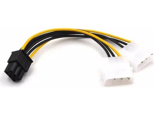 6 inch 6-Pin PCI Express to 2 x IDE Molex 4 pin LP4 Graphics Video Card ...