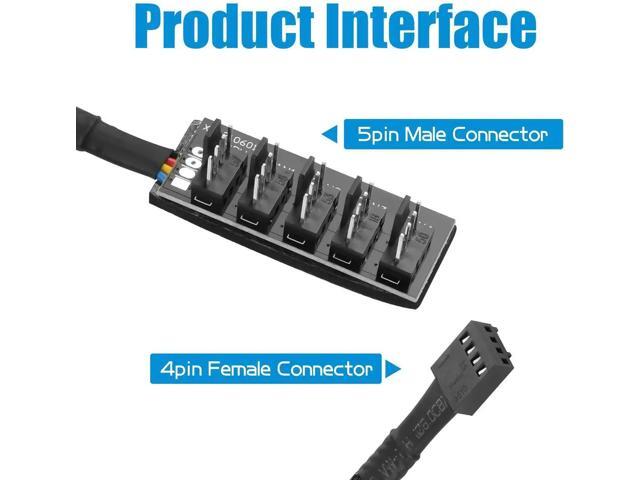WISDUM Fan Hub Splitter 2 Pack 1 to 5 Way 4Pin Computer CPU Case Fan ...