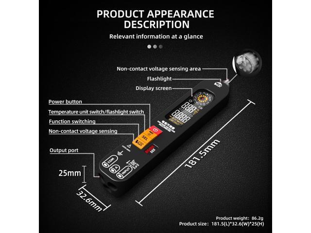 BSIDE rechargeable color screen smat sensing electric pen multimeter ...