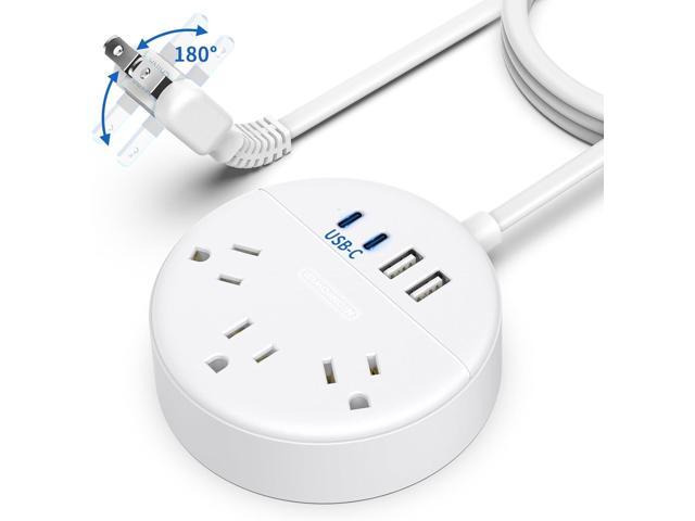 NTONPOWER 2 Prong Power Strip with USB-C, 1875W/15A, 180° Rotating Plug ...