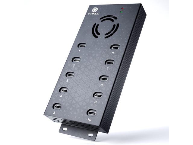USB 2.0 Hub Type-C Multi Safety 10 Ports Powered, with AC Adapter ...