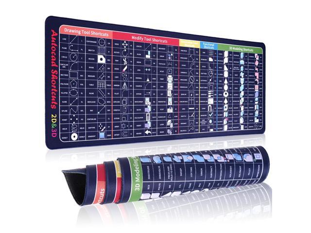 CAD Shortcuts XL Mouse Pad (31.511.8) Extended Large Desk Mat with 60 ...