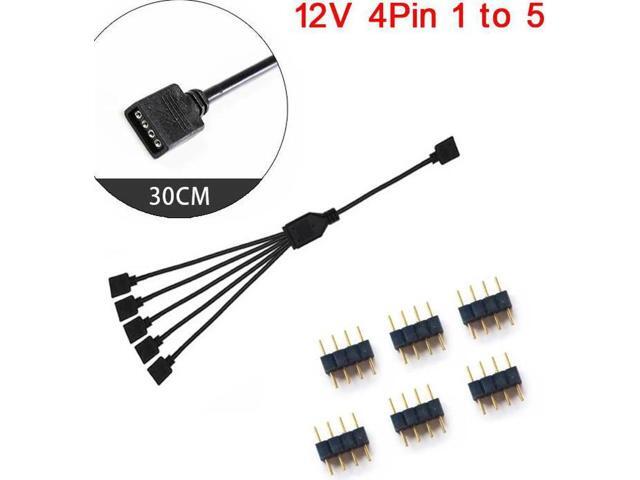 Aomoproing RGB 12V 4Pin Extension Cable Adapter 30cm 1 to 5 RGB ...