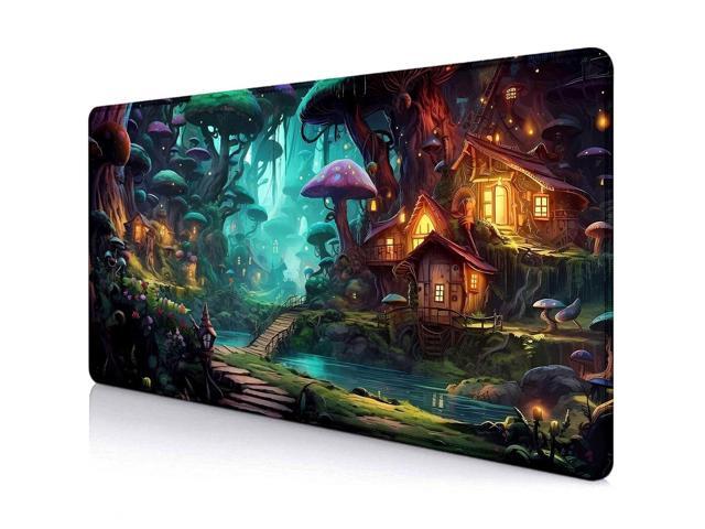 Sxckang Mushroom Anime Desk Mat, Fairy Forest Large Gaming Mouse Pad ...
