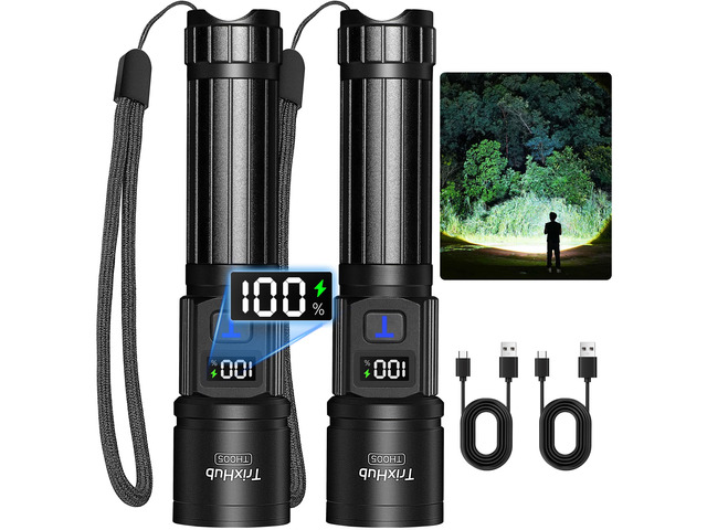Rechargeable Flashlights 2 Pack, Super Bright High Lumens Flash Light ...