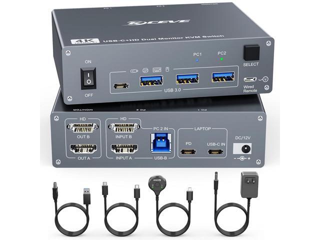 KVM Switch 2 Monitors 2 Computers USB C HDMI, Dual Monitor USB 3.0 USB ...