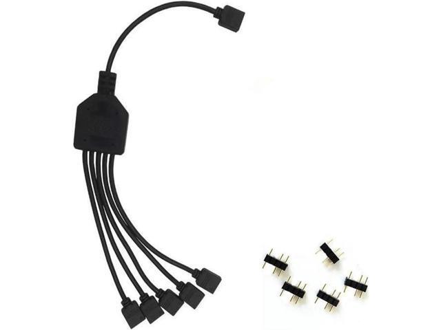 2 Pack 1-to-5 3 Pins Addressable RGB Splitter Y Cable,LED Strip RGB ...