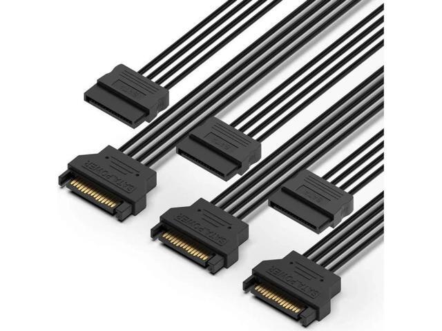 3 Pack SATA Power Extension Cable 3Pack 15 Pin SATA Male to Female ...