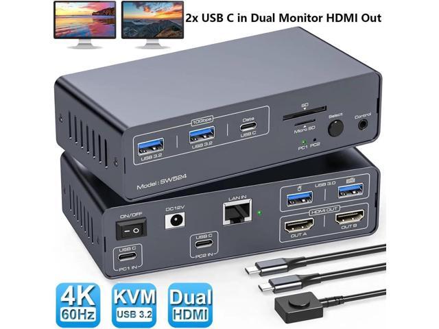 USB C Docking Station with KVM Switch 2 Monitors 2 Computers 4K@60Hz ...