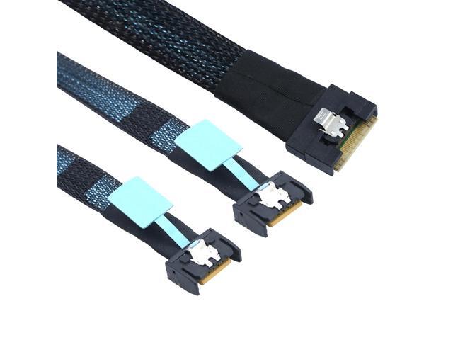 Slimline SAS SFF-8654 8I to Dual MCIO 4I Server Cable with Anti-Misplug ...