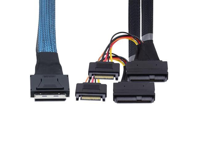 OCuLink PCIe SFF-8611 8X to Dual SFF-8639 U.2 Cable with 15-Pin SATA ...