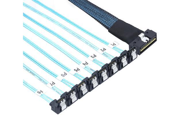SlimSAS LP Low Profile SFF-8654 8i 74P to 8* SATA 7P 90 Degree Cable ...