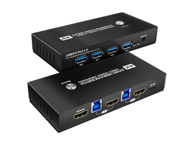 Hdmi Kvm Switch 2 Monitors 2 Computers edid Emulator 4k 144hz Hotkey ...