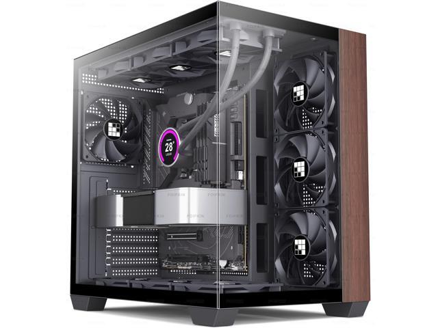 FOIFKIN M9 PC Case -Wood Walnut Front Pane, Pre-Installed 7 NoLED Fan ...