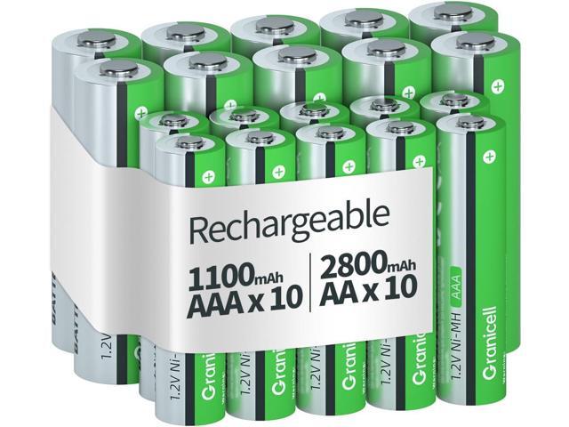20 Sets AA AAA Rechargeable Batteries,High Capacity 10-Pack AA 2800mAh ...