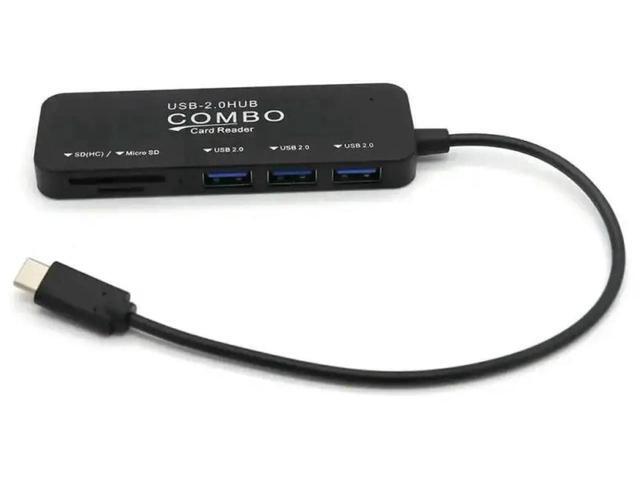 USB Combo USB 2.0 Hub High Speed Portable 3 Ports USB Divider Card ...