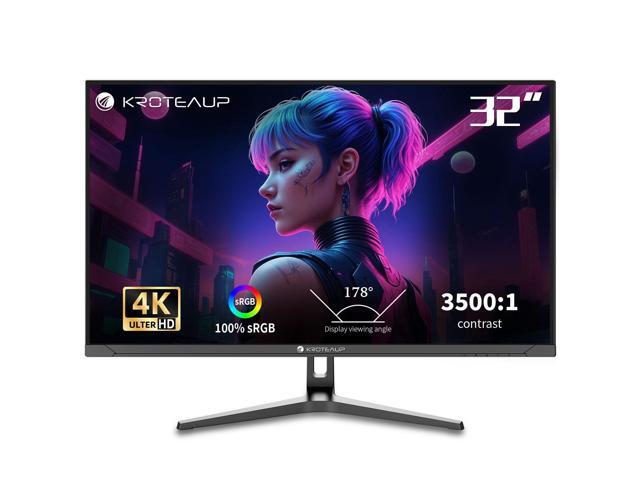 Kroteaup 32 Inch 4K Computer Monitor, 60Hz UHD Gaming Monitor, VA Panel ...