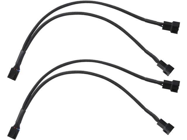 JAENFONG PWM Fan Splitter Cable 1 to 2, Black Sleeved 2 Way PC Fan ...