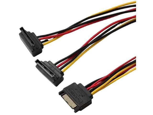 15PIN SATA Line 1 In 2 Outlet Cable Splitter Elbow Cord PC Hard Drive ...