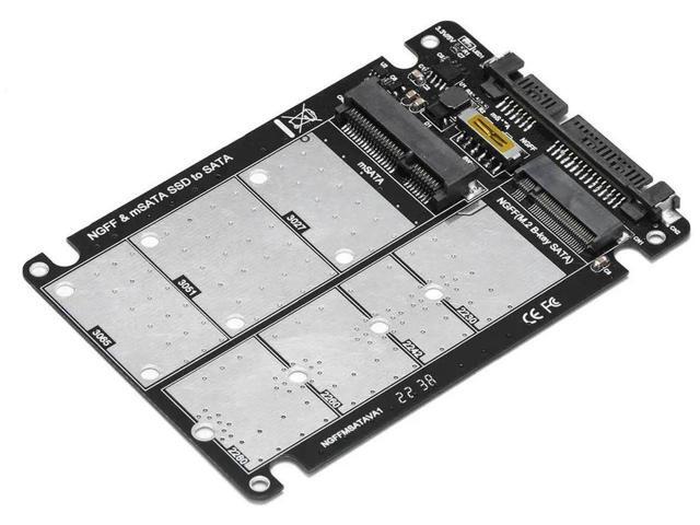 JAENFONG 2 in 1 Combo M.2 NGFF MSATA SSD To SATA 3.0 Converter Card M.2 ...