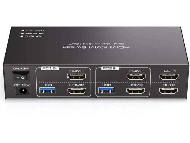 JAENFONG 2x2 HDMI KVM Switch Dual Monitor 2 Computers Support 4K@60Hz ...