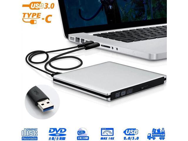 Aluminum External DVD Drive, USB 3.0 Type C CD Drive, Dual Port DVD ...