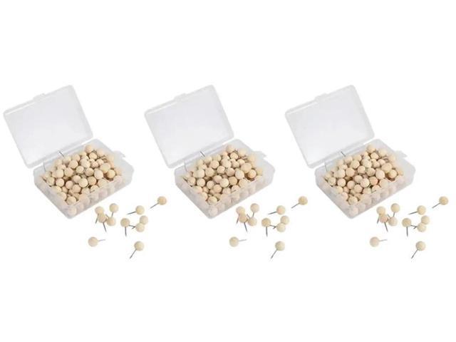 390Pcs Round Wood Decorative Push Pins, Wood Head And Steel Needle ...