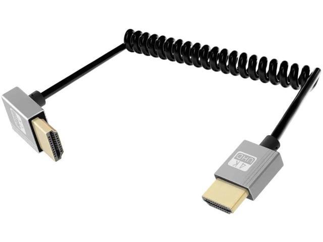 JAENFONG 4K Up Angle HDMI Coiled Cable 2.2FT, 270 Degree Short HDMI to ...