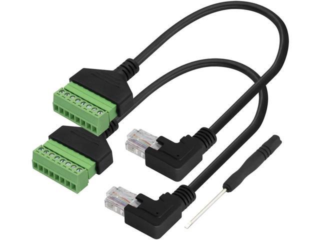 JAENFONG 90 Degree (Right Bend) RJ45 Male to 8PIN Terminal Block ...