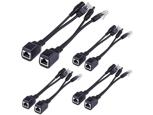 JAENFONG 4 Pairs Passive POE Injector & POE Splitter Kit, 10/100Mb/s RJ ...