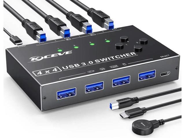 USB 3.0 Switch 4 Computers, 4 Port USB Switch Selector for 4 Computer ...