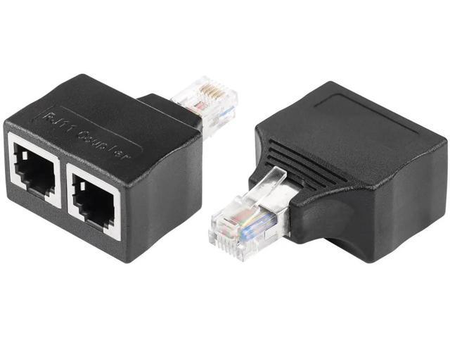Phone Jack Splitter RJ11 Male to 2 Female 6P6C Telephone Inline Coupler ...